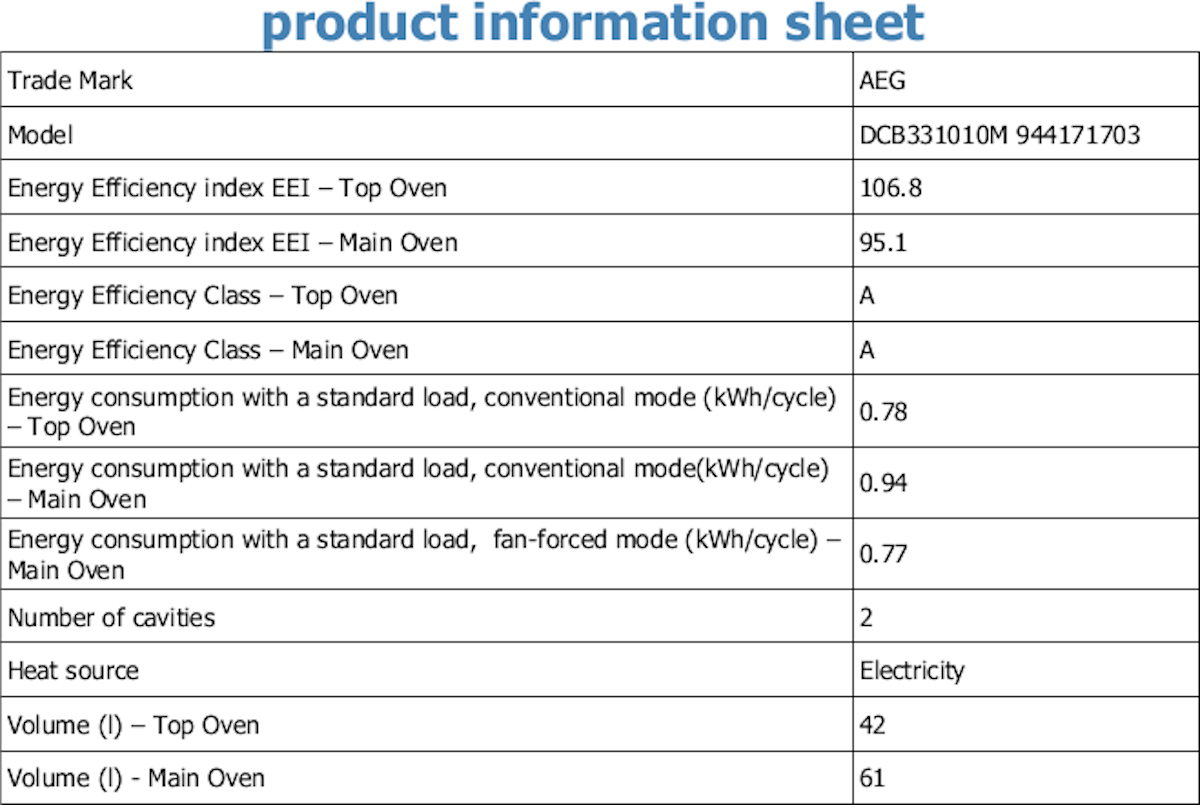 AEG DCB331010M Built-In Electric Double Oven | Hughes